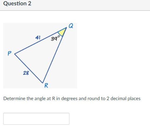 Solved Determine the angle at R ﻿in degrees and round to 2 | Chegg.com