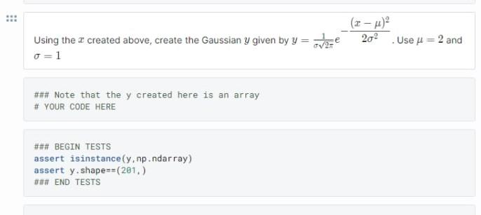 Solved Using the x created above, create the Gaussian y | Chegg.com