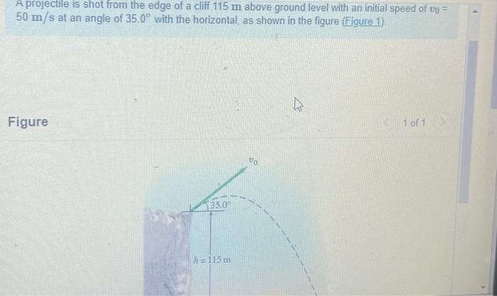 Solved A projectile is shot from the edge of a cliff 115 m | Chegg.com