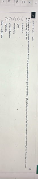 Solved Multiple Choice 1 ﻿pointThe enryme of glycolysis that | Chegg.com