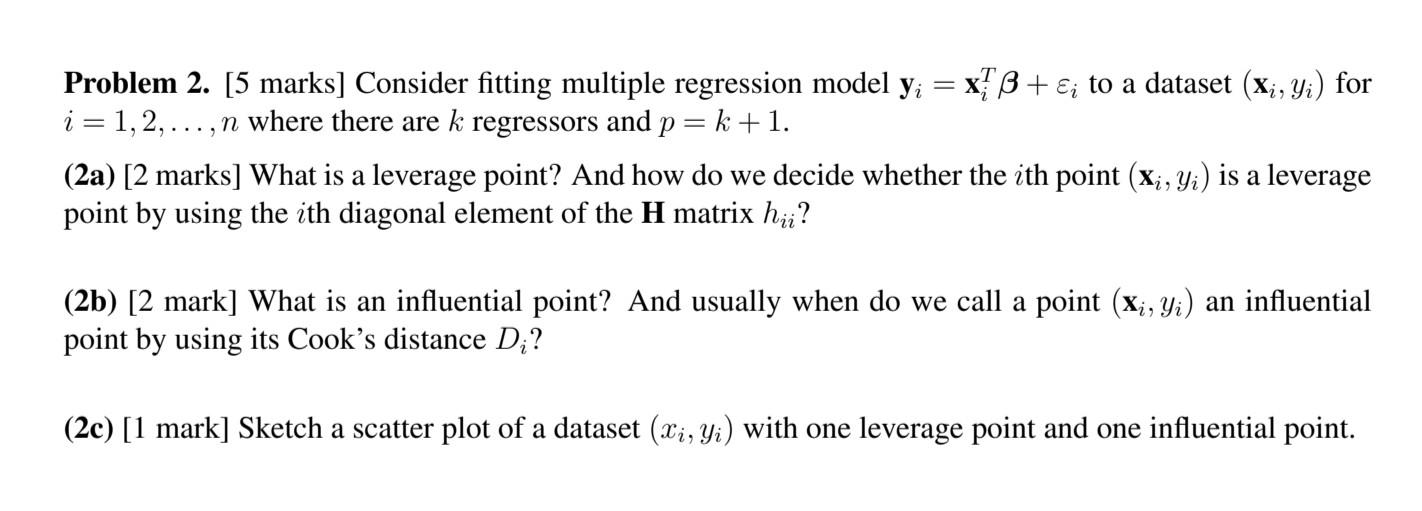 Solved Problem 2. [5 marks] Consider fitting multiple | Chegg.com
