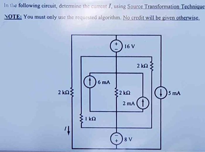 Solved In the following circuit, determine the current I, | Chegg.com