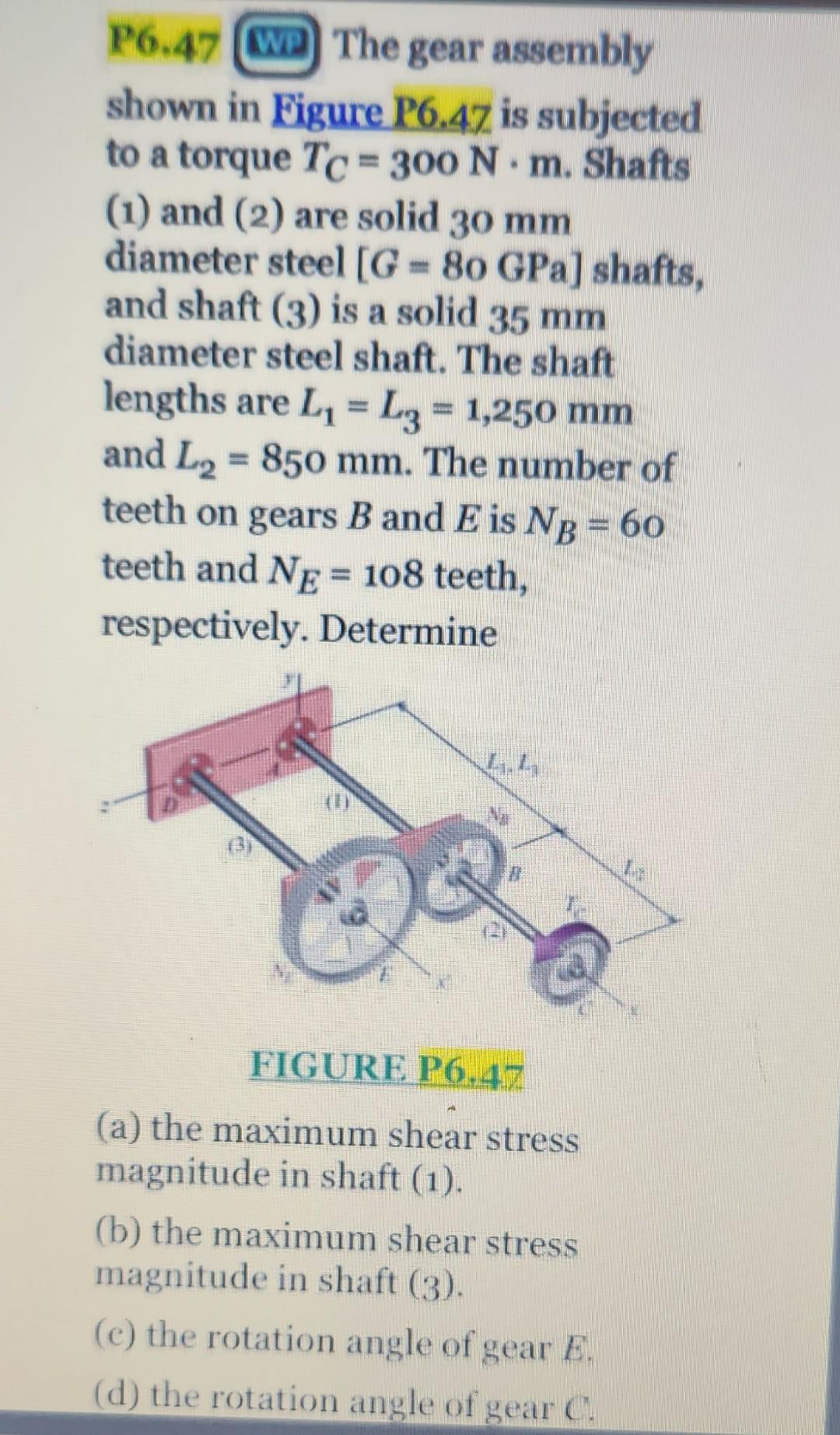 Solved P6.47 Whe gear assembly shown in Figure P6.47 is | Chegg.com