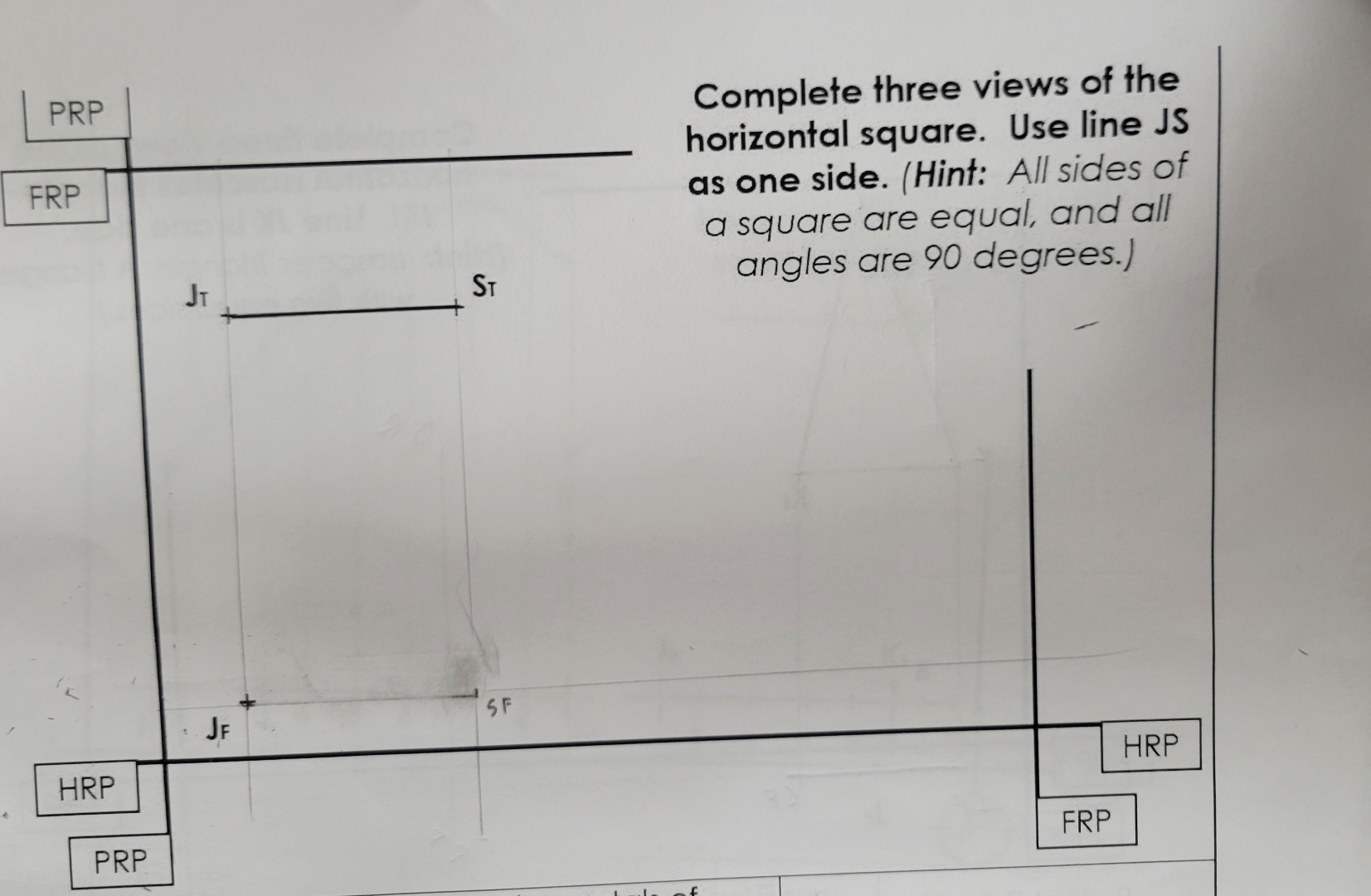 Solved PRPFRPHRPPRPJTJFS5FComplete three views of | Chegg.com
