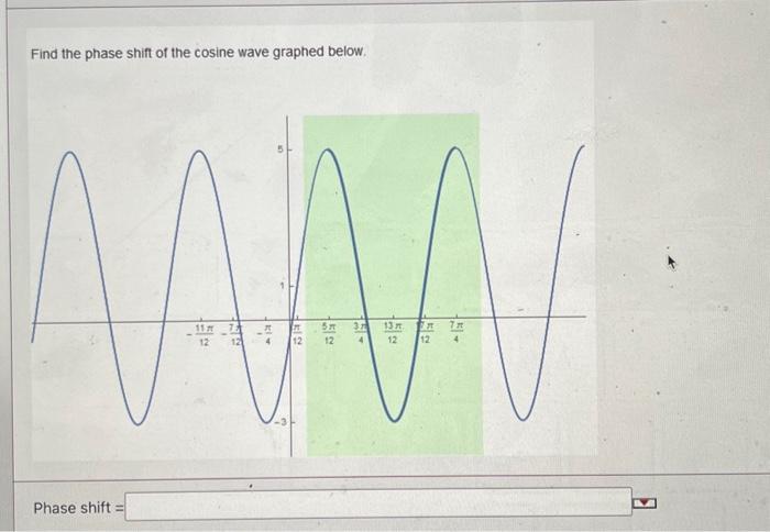 Solved Find the phase shift of the cosine wave graphed | Chegg.com