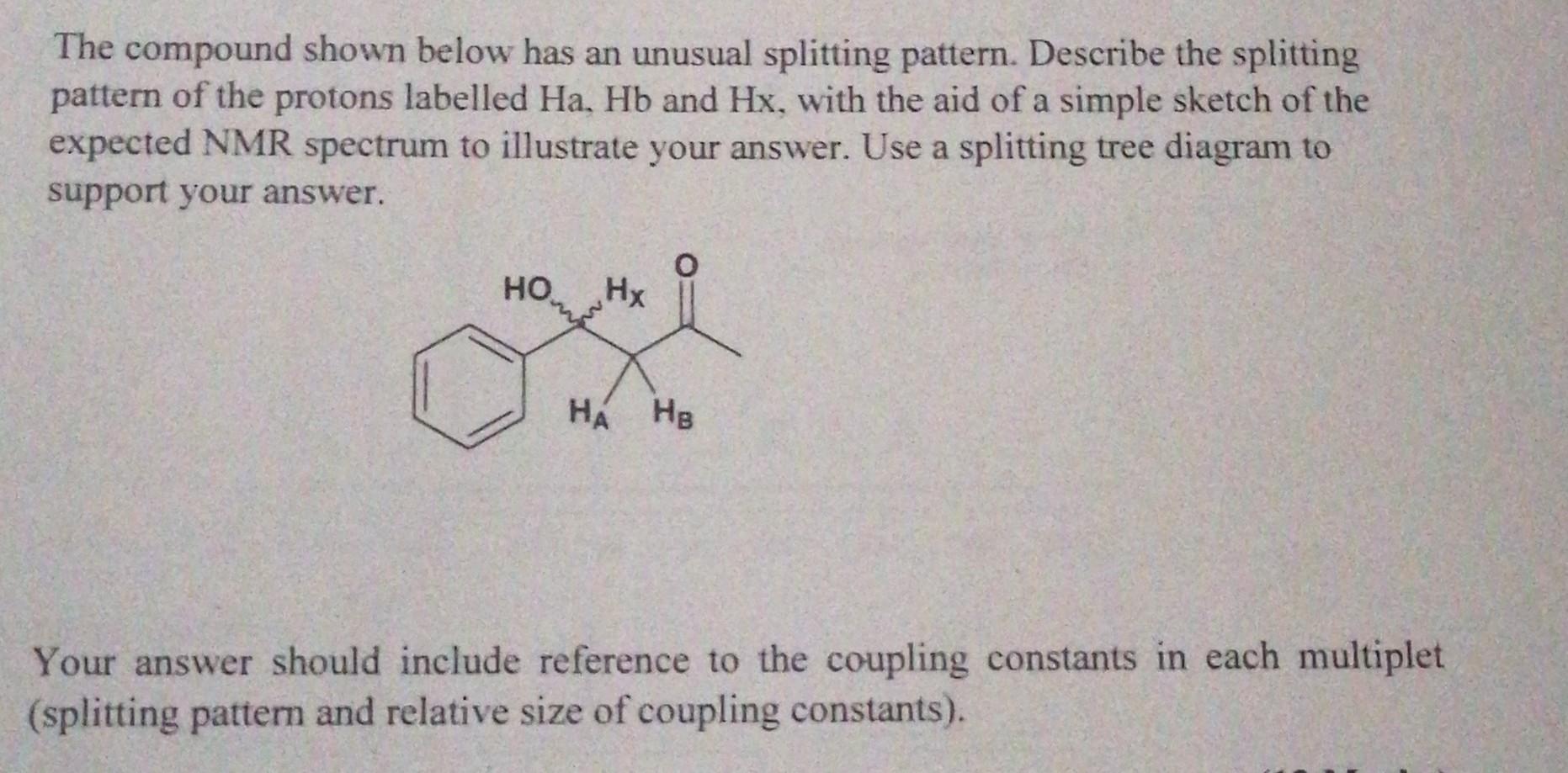Solved The compound shown below has an unusual splitting | Chegg.com