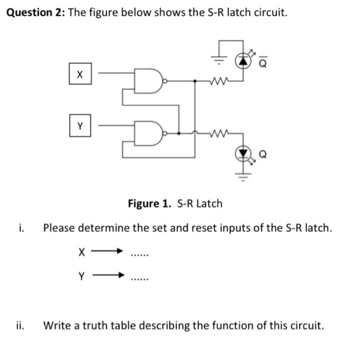 Solved Question 2: The figure below shows the S-R latch | Chegg.com