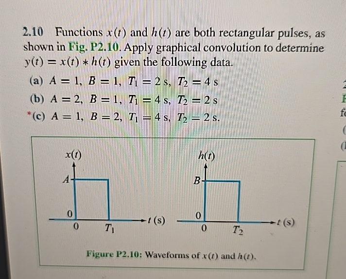 Solved 2.10 ﻿Functions x(t) ﻿and h(t) ﻿are both rectangular | Chegg.com