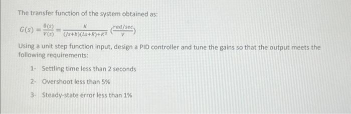 Solved Project 3-Modeling and Controller Design of DC motor | Chegg.com