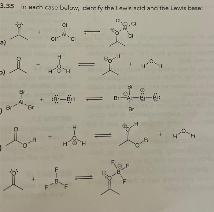 Solved 3.35 In each case below, identify the Lewis acid and | Chegg.com