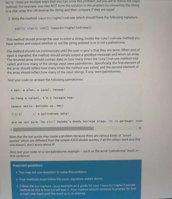 Solved Problem 6 Palindrome 15 Points Total 