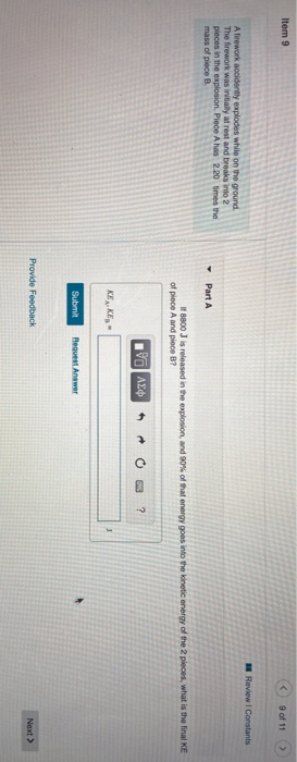 Solved Item 9 9 of 11 Review Constants A firework accidently | Chegg.com