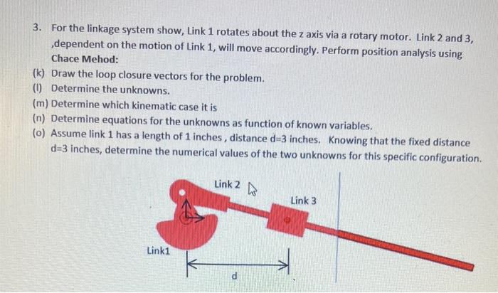 Solved 3. For the linkage system show, Link 1 rotates about | Chegg.com