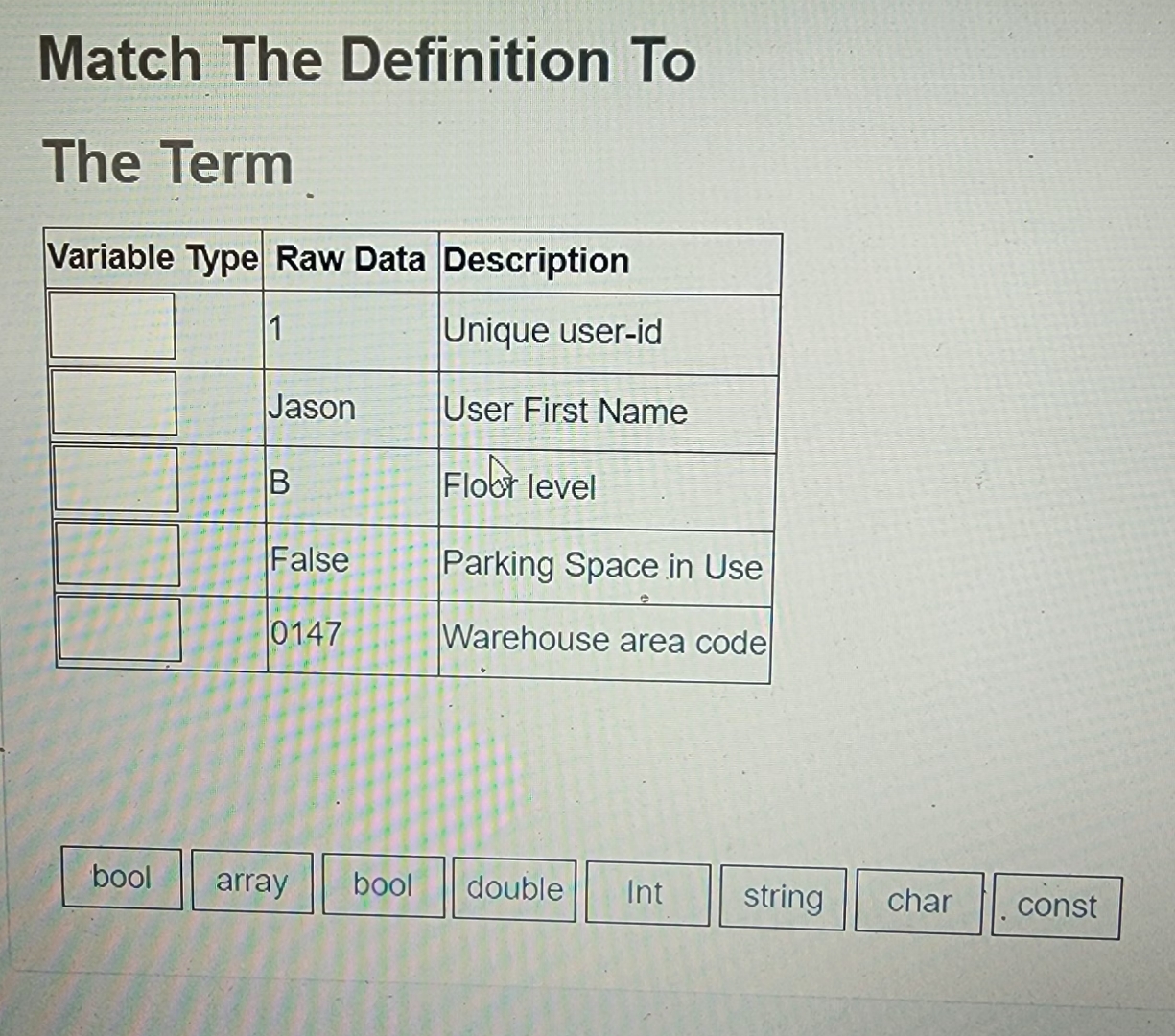 Solved Match The Definition ToThe Term\table[[Variable | Chegg.com