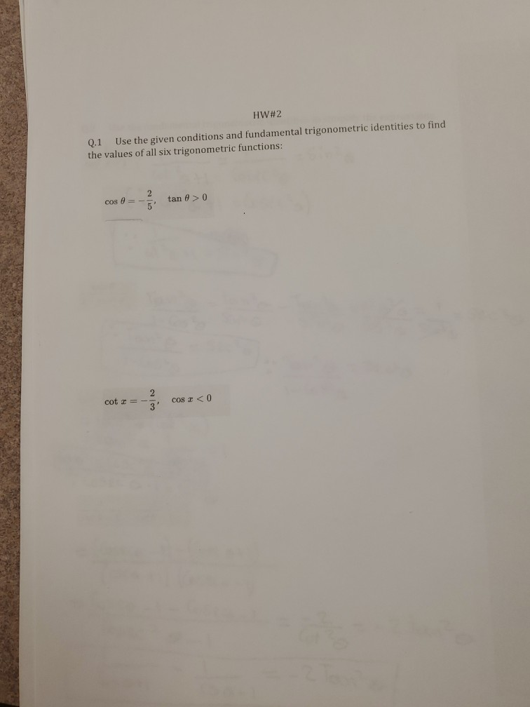 Solved HW#2 Q.1 Use the given conditions and fundamental | Chegg.com