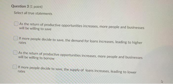 Solved Question 1 (1 point) Select all true statements The | Chegg.com