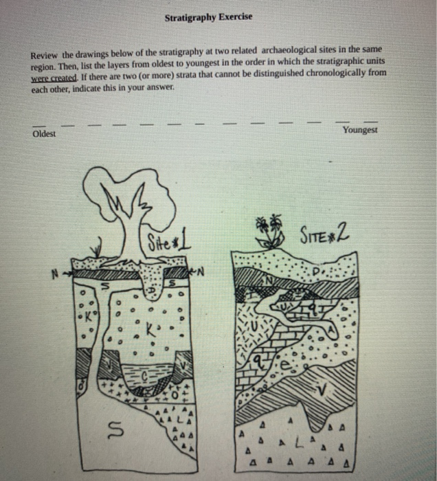 Solved Stratigraphy Exercise Review the drawings below of | Chegg.com