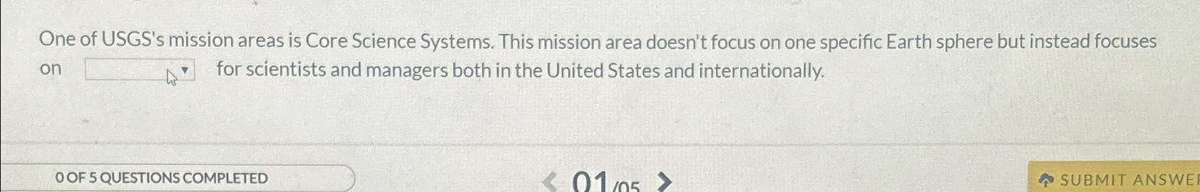 Solved One of USGS's mission areas is Core Science Systems. | Chegg.com