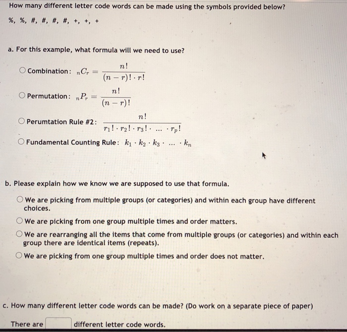 Solved How many different letter code words can be made | Chegg.com