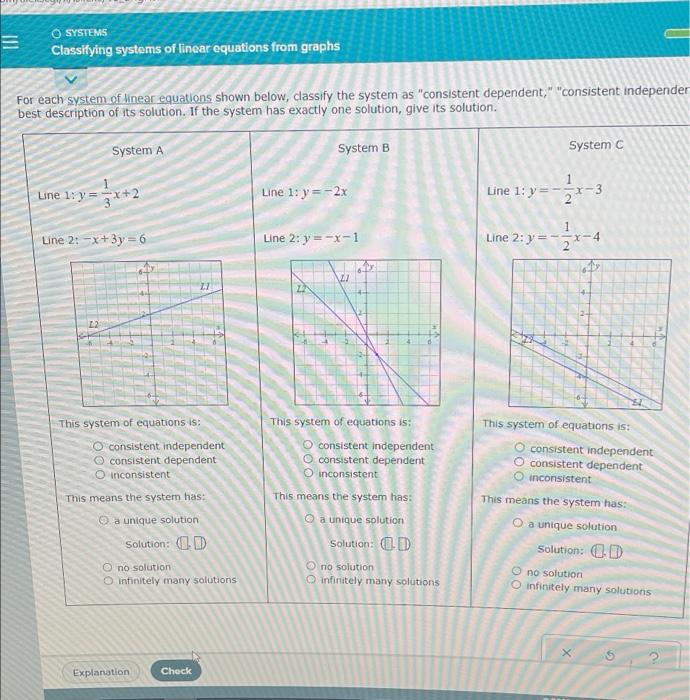 Solved E SYSTEMS Classifying systems of linear equations | Chegg.com