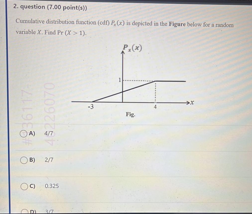 Solved Cumulative distribution function (cdf) Px(x) is | Chegg.com