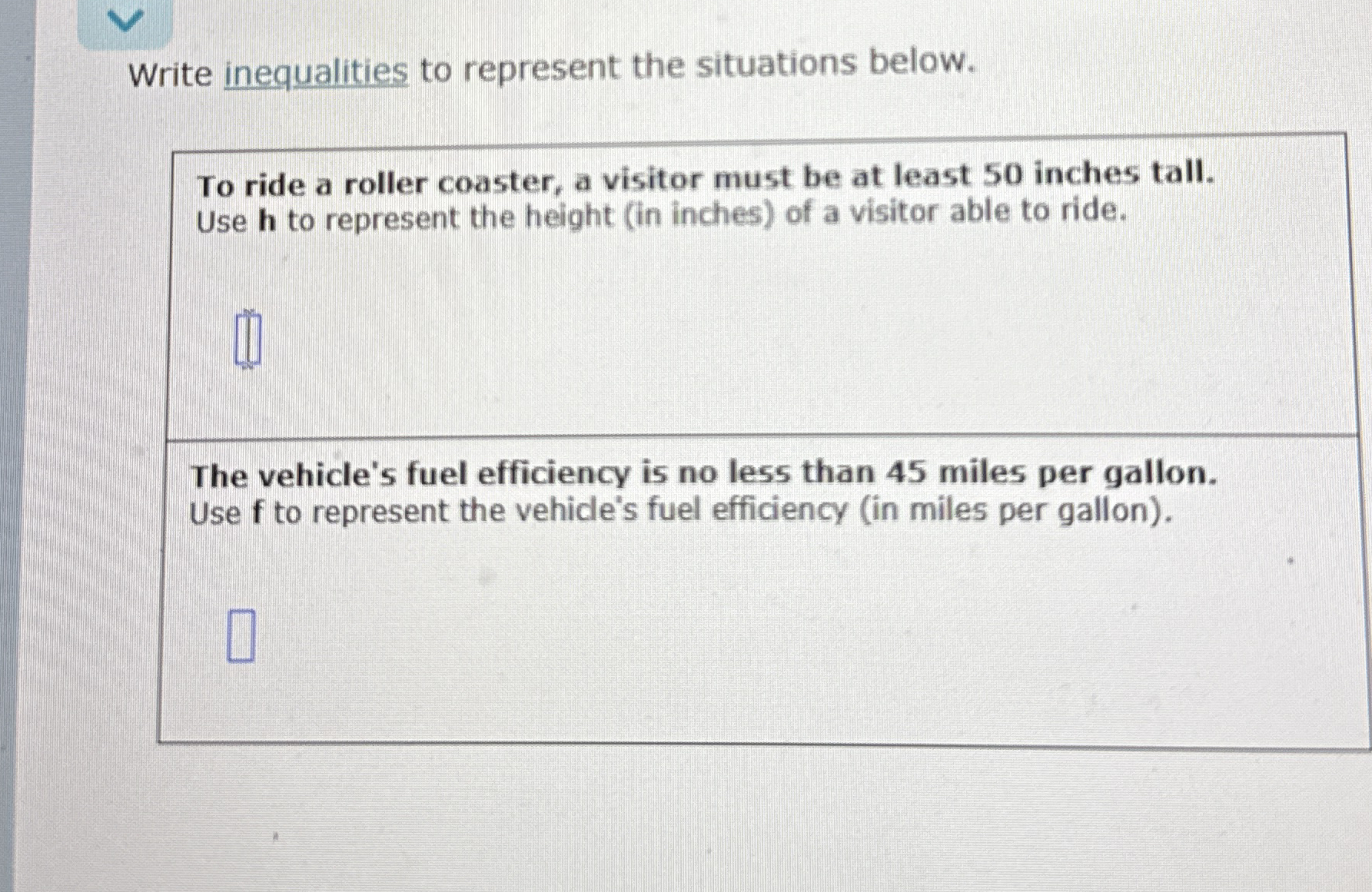 Solved Write inequalities to represent the situations | Chegg.com