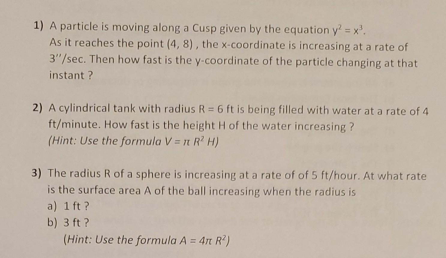 Solved 1) A particle is moving along a Cusp given by the | Chegg.com