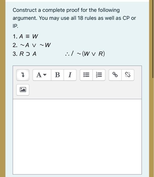 Solved Construct a complete proof for the following | Chegg.com