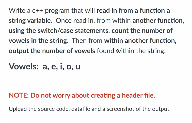 Solved Write a c++ ﻿program that will read in from a | Chegg.com