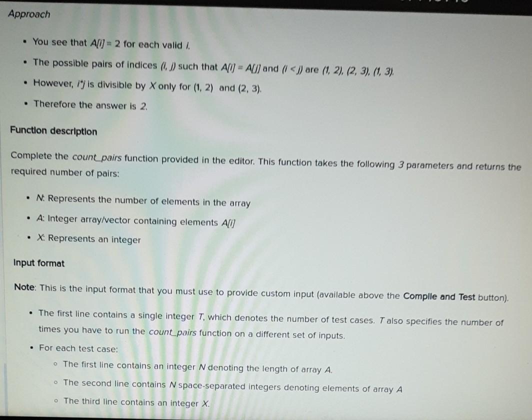 Solved Count Pairs You Are Given An Array A Consisting Of N Chegg