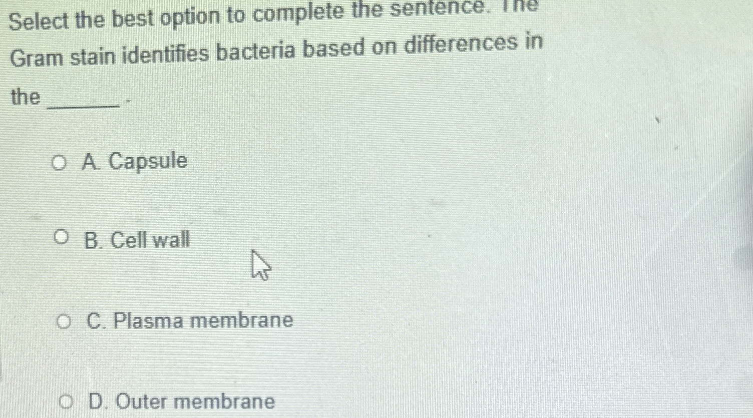 Solved Select the best option to complete the sentence. Gram | Chegg.com