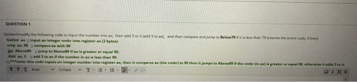 Solved QUESTION 1 Update/modify the following code to input | Chegg.com