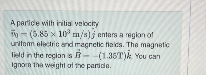 Solved A particle with initial velocity v0=(5.85×103 m/s)j^ | Chegg.com