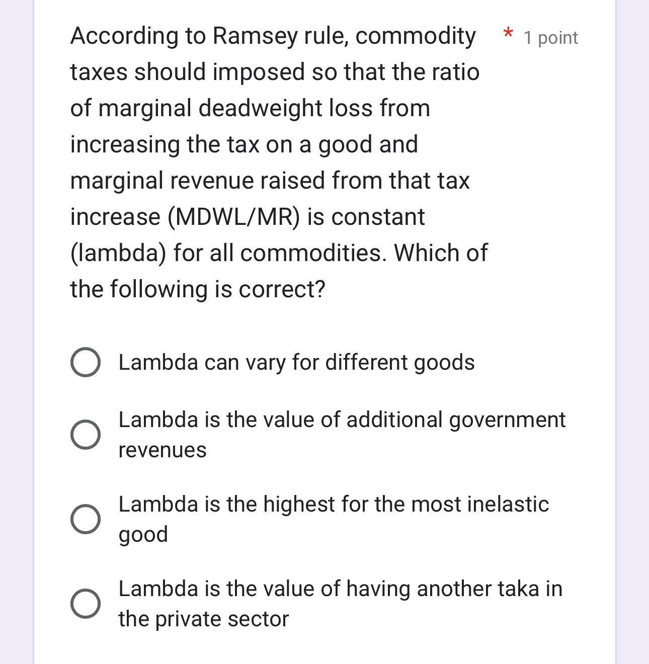 Solved According to Ramsey rule, commoditytaxes should | Chegg.com