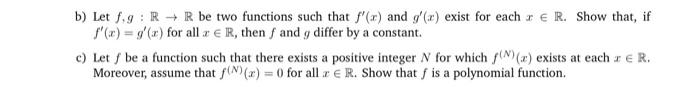 Let f,g:R→R be two functions such that f′(x) and | Chegg.com