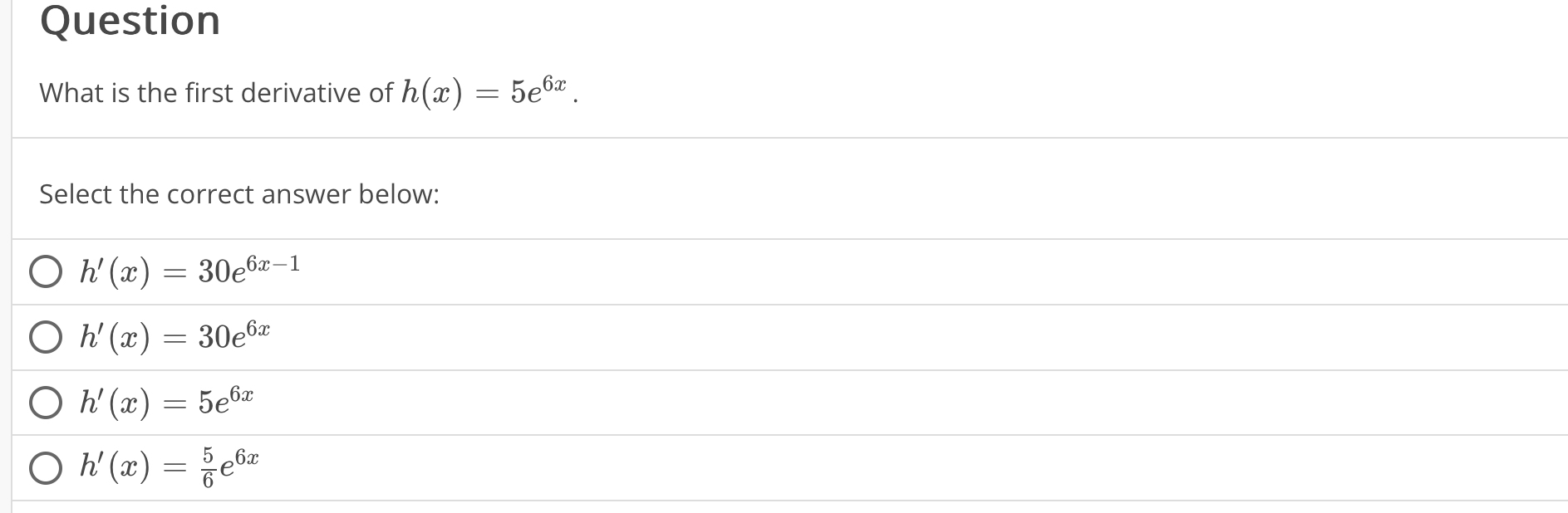 Solved QuestionWhat is the first derivative of | Chegg.com