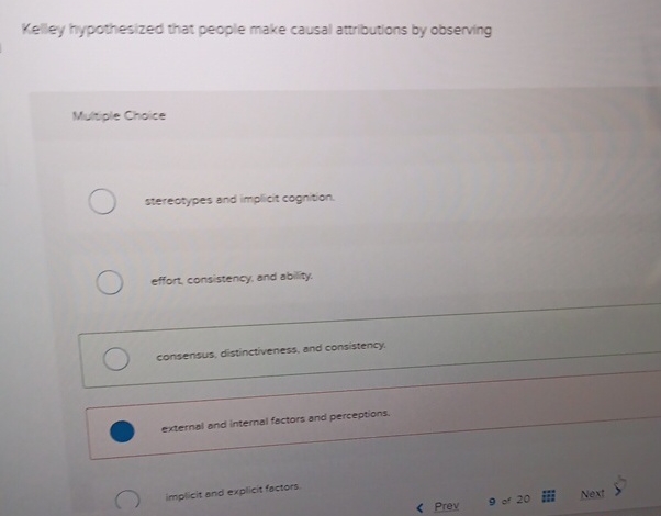 Solved Kelley hypothesized that people make causal | Chegg.com