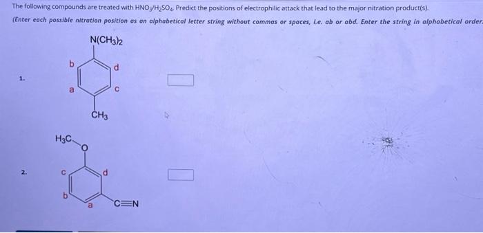 Solved The following compounds are treated with HNO3/H2SO4. | Chegg.com
