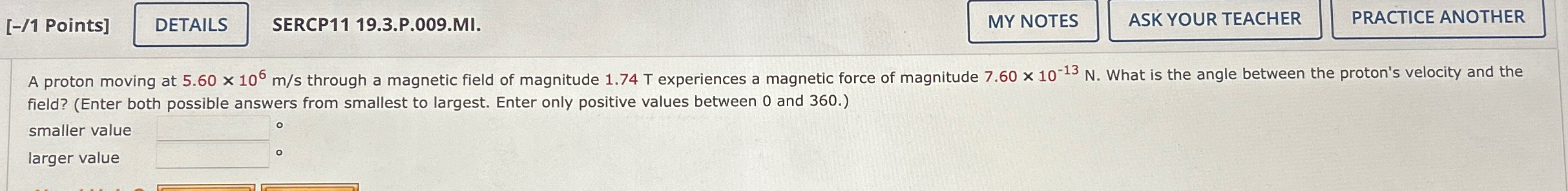 Solved [-/1 ﻿Points]SERCP11 19.3.P.009.MI. ﻿field? (Enter | Chegg.com