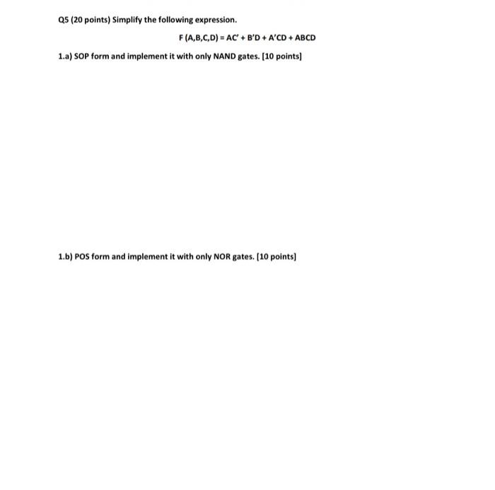 Solved Q5 (20 points) Simplify the following expression. | Chegg.com