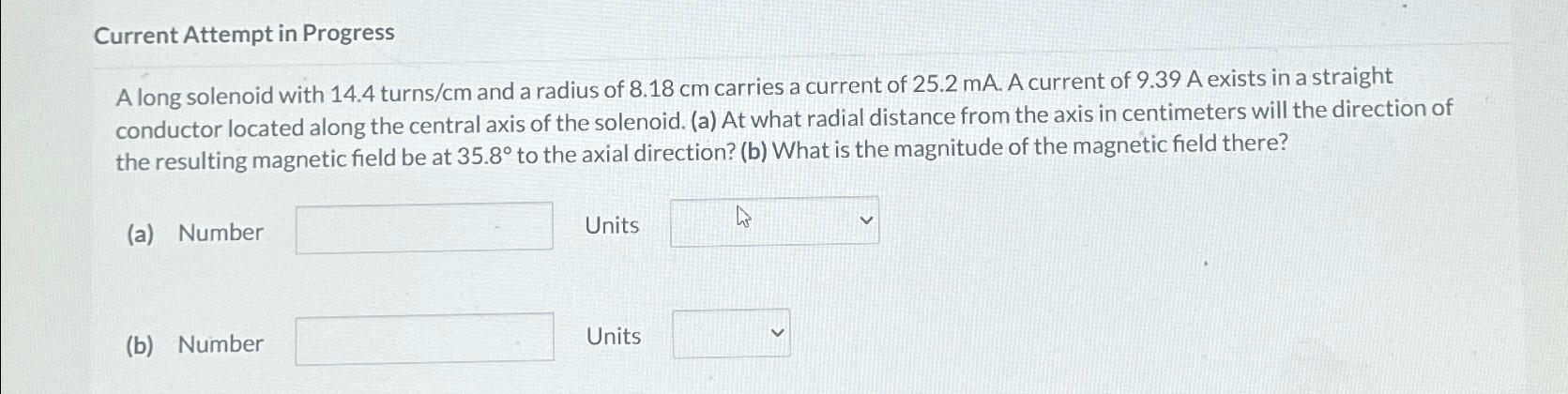 Solved Current Attempt in ProgressA long solenoid with 14.4 | Chegg.com
