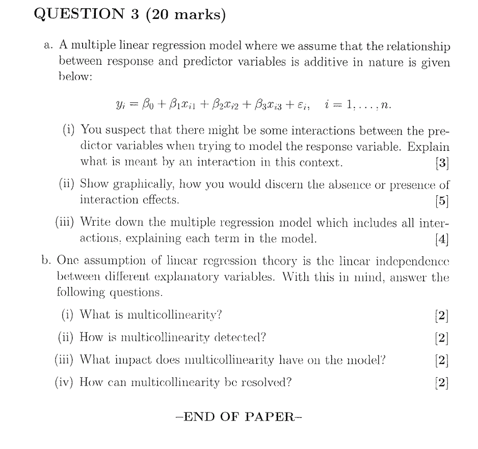 Solved a. A multiple linear regression model where we assume | Chegg.com