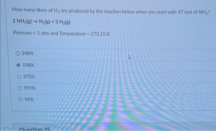 Solved How many liters of H2 are produced by the reaction | Chegg.com