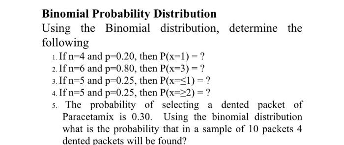 Solved Binomial Probability Distribution Using the Binomial | Chegg.com