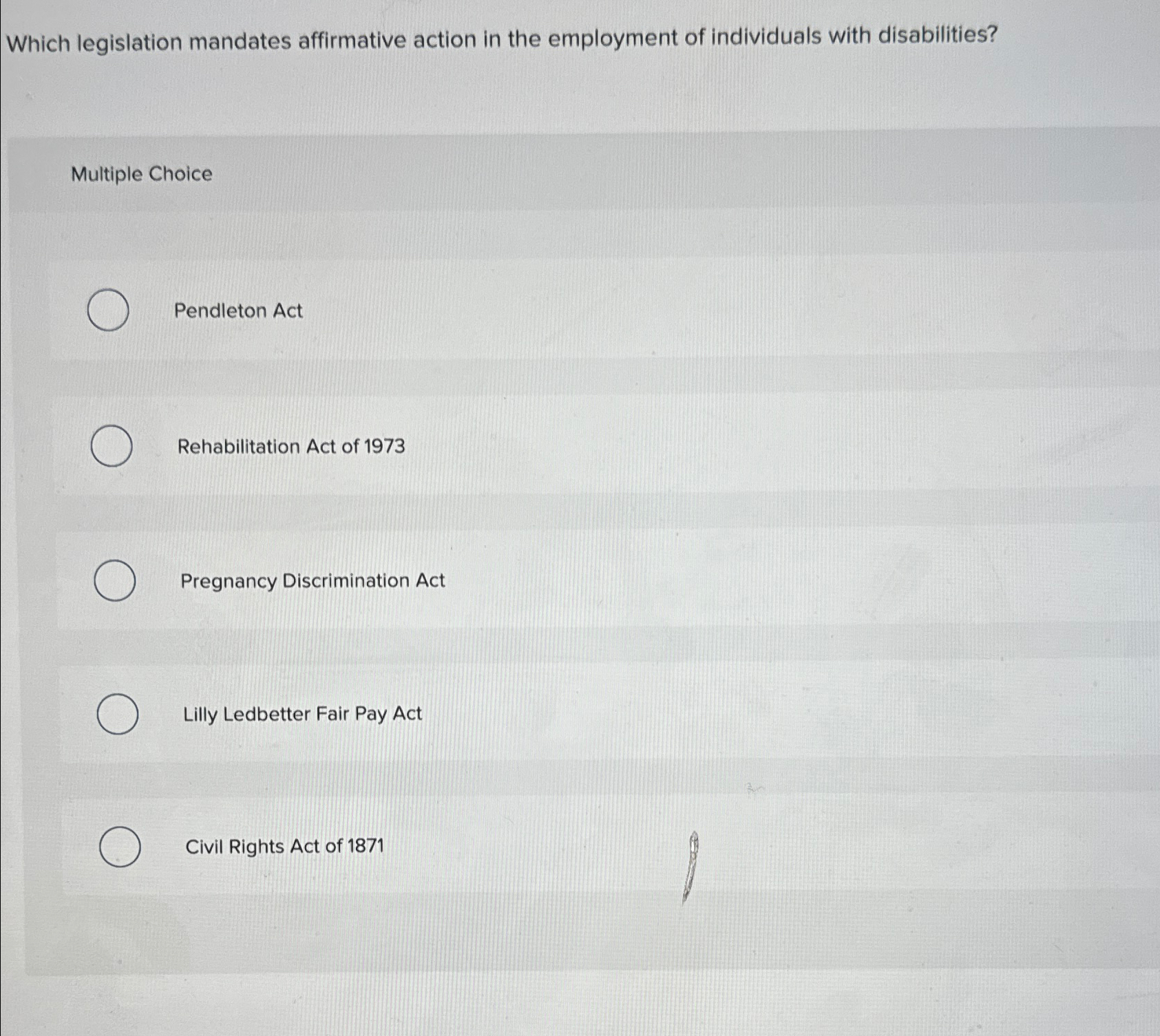 Solved Which legislation mandates affirmative action in the | Chegg.com