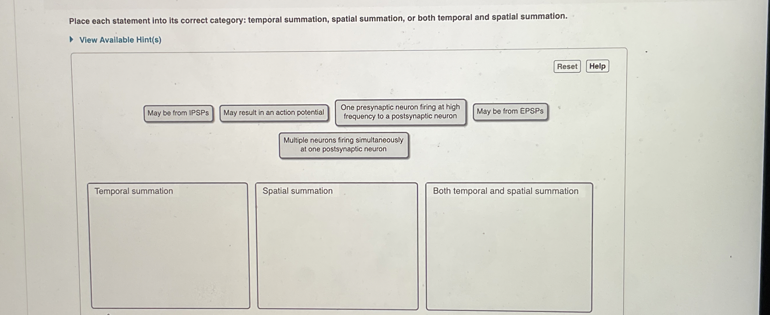 Solved Place each statement into its correct category: | Chegg.com