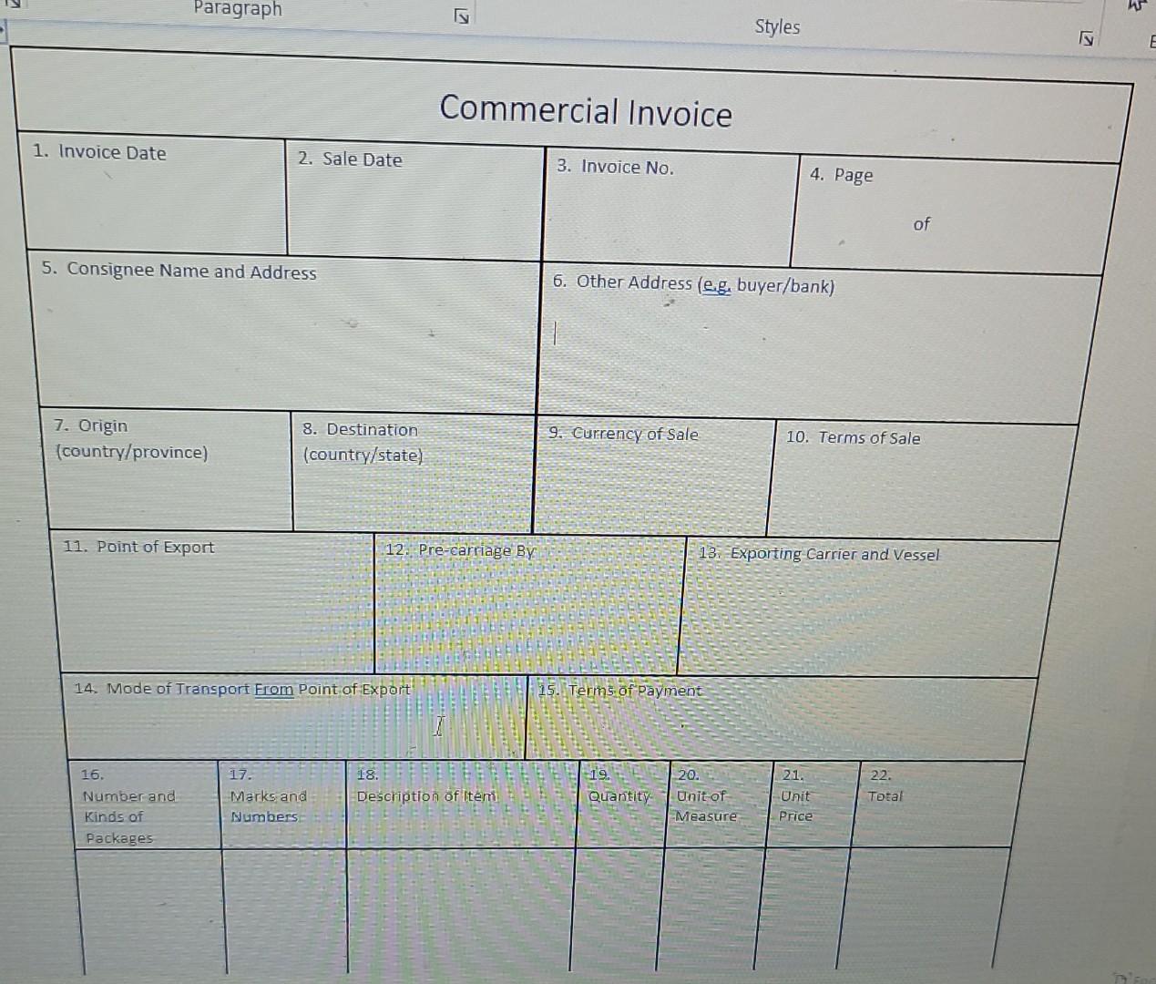 Solved Exercises 16 Questions Commercial Invoice 14 