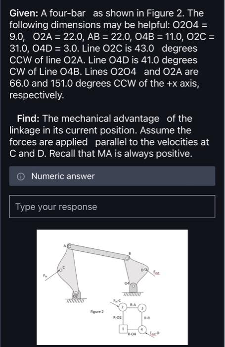Given: A four-bar as shown in Figure 2. The following | Chegg.com