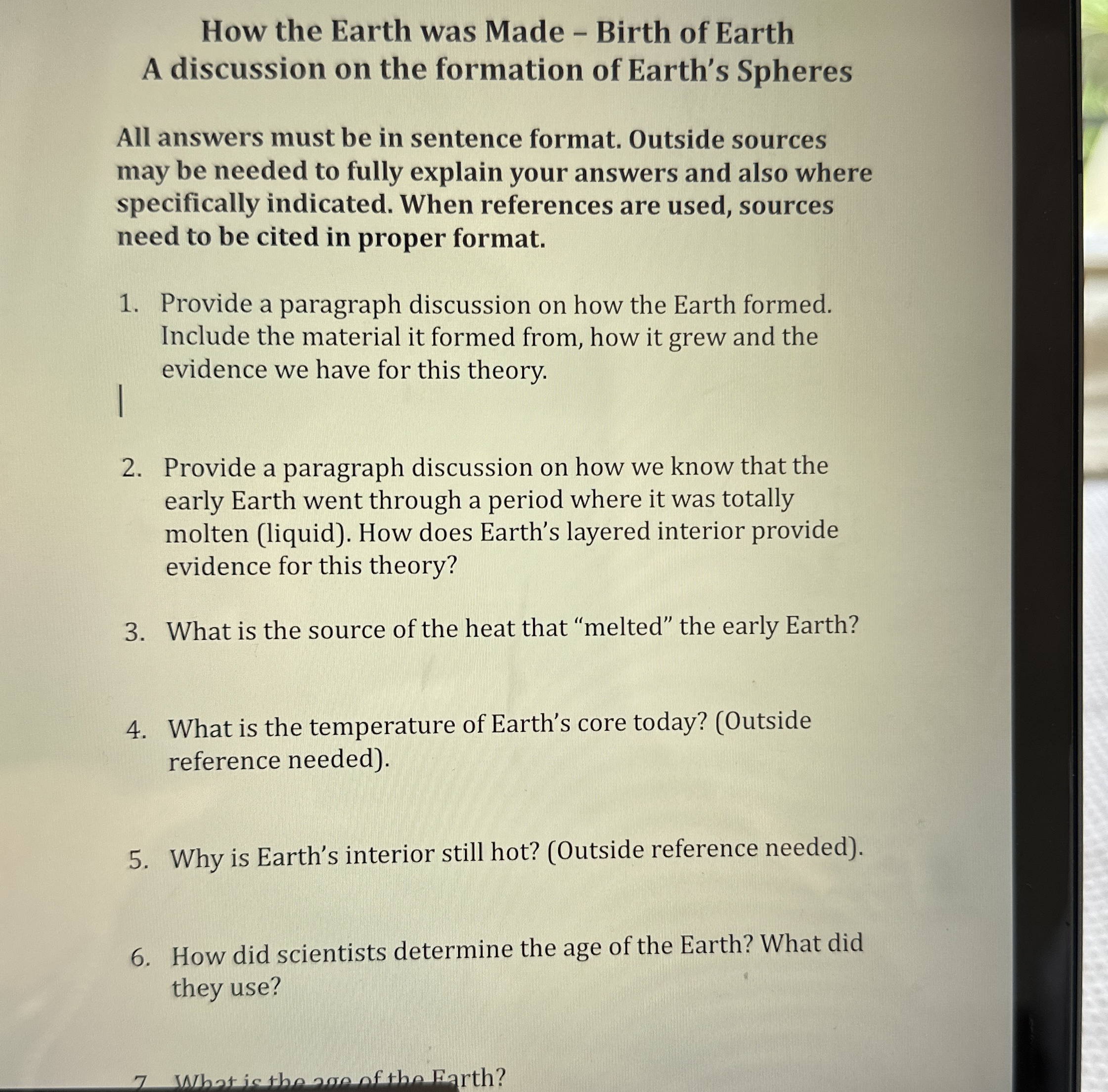Solved How the Earth was Made - ﻿Birth of Earth A discussion | Chegg.com