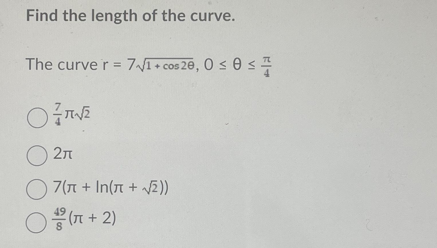 Solved Find the length of the curve.The curve | Chegg.com